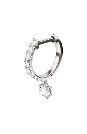 HAUTECARAT Lab Grown Diamond Drop Huggie Hoop Earrings - 18k White Gold