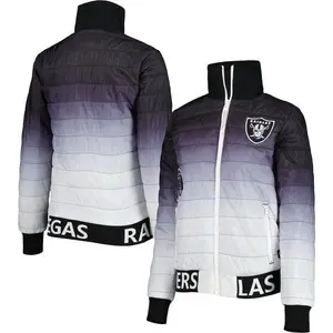 THE WILD COLLECTIVE Silver Las Vegas Raiders Color Block Full-zip Puffer Jacket - Black