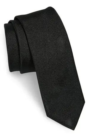 BOSS Solid Silk Skinny Tie - Black