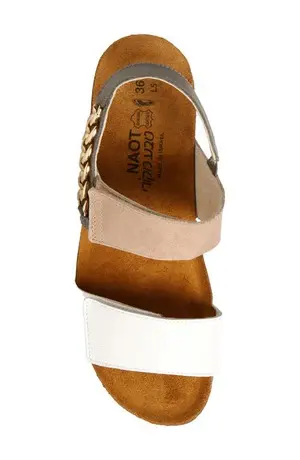 Naot Eliana Slingback Sandal - White/khaki/grey Leather