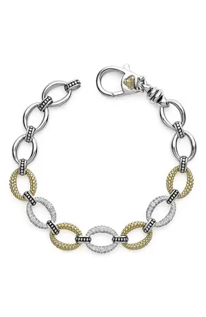 Lagos Caviar Lux Pavé Diamond Link Bracelet - Silver