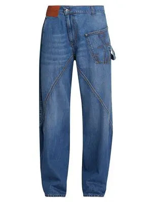 JW Anderson Women's Twisted High-Rise Workwear Jeans - Light Blue  - Light Blue