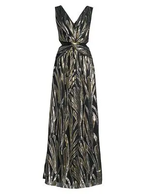 Ramy Brook Women's Irene Twisted Metallic-Jacquard Gown - Black Combo  - Black Combo