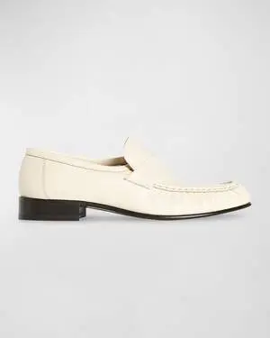 THE ROW Soft Leather Loafers Cream