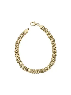 ORADINA 14k Yellow Solid Gold Byzantine Bracelet