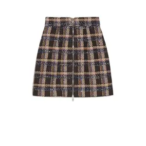 Gucci Tartan Tweed Wool Mini Skirt - Brown | Editorialist