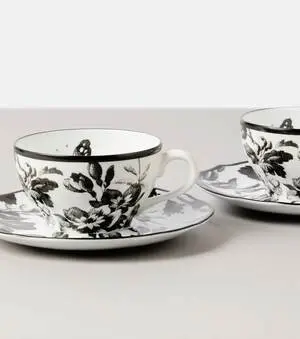 Gucci Herbarium Set Of 2 Teacups And Saucers