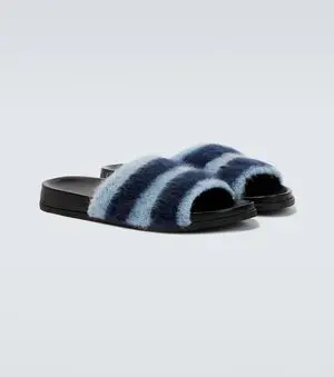 Marni Fussbett Striped Slides - Blue