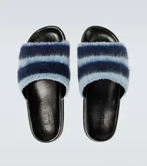 Marni Fussbett Striped Slides - Blue