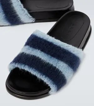 Marni Fussbett Striped Slides - Blue