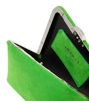 Attico Suede Leather Clutch - Green