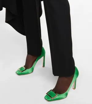 ROGER VIVIER Trompette Satin Pumps - Green