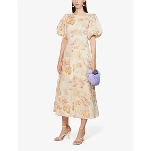 ALEMAIS Philomena Floral-print Linen Midi Dress
