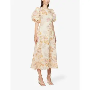 ALEMAIS Philomena Floral-print Linen Midi Dress