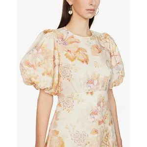 ALEMAIS Philomena Floral-print Linen Midi Dress