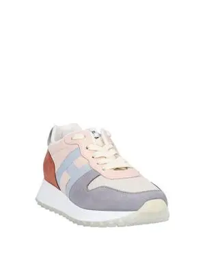Hogan Low-top Sneakers In Leather And Textile - Pink