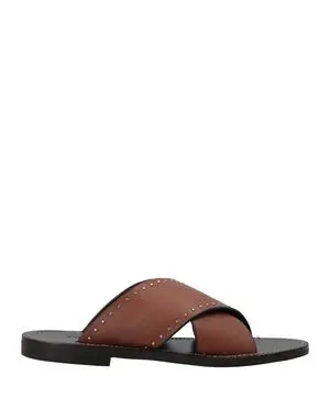 TWINSET Leather Sandals With Appliqués - Tan