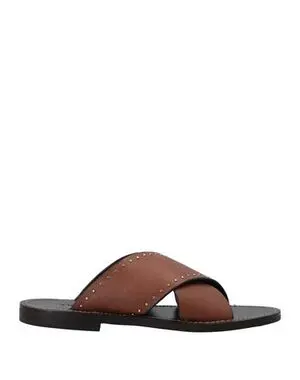 TWINSET Leather Sandals With Appliqués - Tan