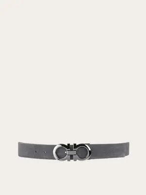 FERRAGAMO Adjustable Gancini Crocodile Leather Belt Grey