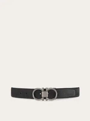 FERRAGAMO Adjustable Gancini Crocodile Leather Belt Silver