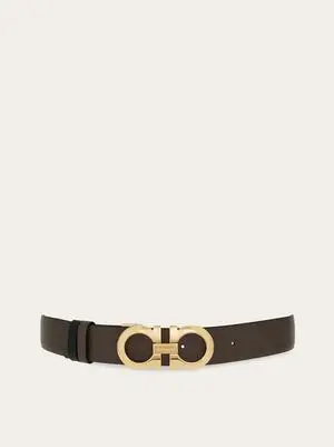 FERRAGAMO Reversible And Adjustable Gancini Belt - Grey