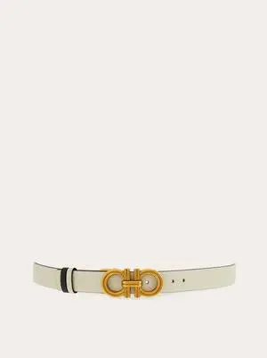 FERRAGAMO Reversible And Adjustable Gancini Belt - White