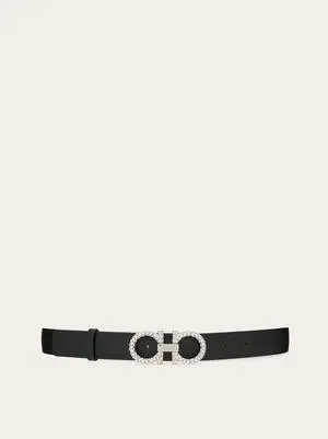 FERRAGAMO Ferragamo Adjustable Gancini Leather Belt Black