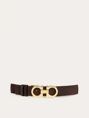 FERRAGAMO Adjustable Gancini Leather Belt - Brown