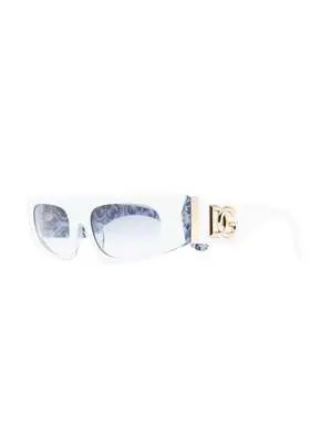 Dolce & Gabbana Logo-plaque Square-frame Sunglasses - White