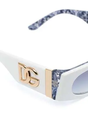 Dolce & Gabbana Logo-plaque Square-frame Sunglasses - White