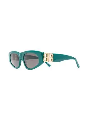 Balenciaga Logo-plaque Cat-eye Sunglasses - Green