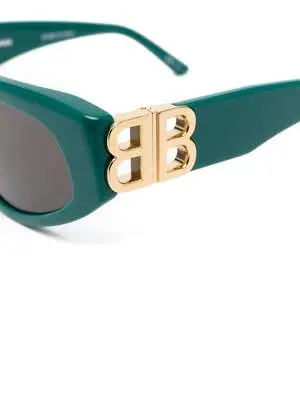 Balenciaga Logo-plaque Cat-eye Sunglasses - Green