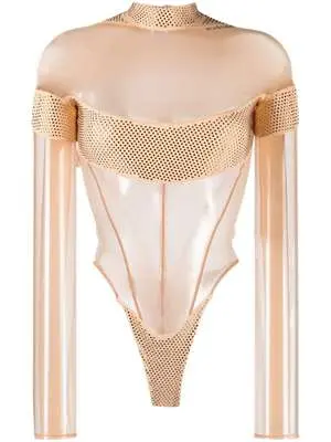 MUGLER Logo-plaque Sheer-panels Body - Gold