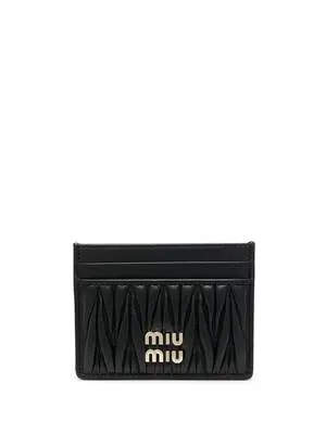 Miu Miu Macramé Textured Card Holder - Black