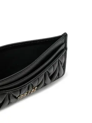 Miu Miu Macramé Textured Card Holder - Black