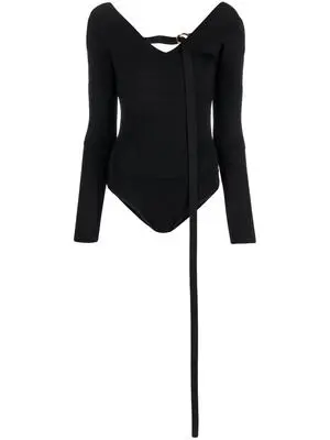 FERRAGAMO V-neck Knitted Bodysuit - Black