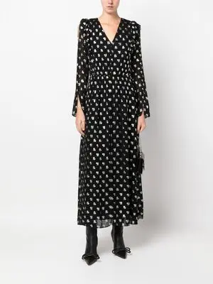 Karl Lagerfeld Metallic Monogram-print Maxi Dress