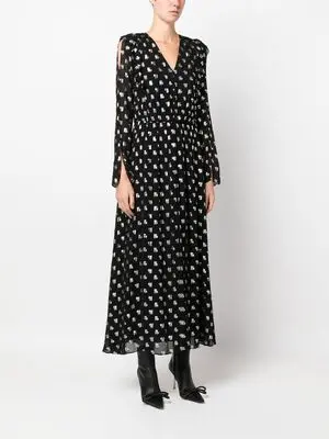 Karl Lagerfeld Metallic Monogram-print Maxi Dress