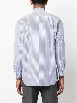 Play Comme Des Garcon Embroidered-logo Striped Shirt - Blue