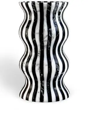EDITIONS MILANO Versilla Striped Marble Vase - Black