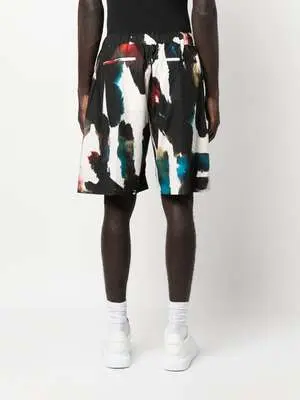 Alexander McQueen Logo-print Straight-leg Shorts - Black
