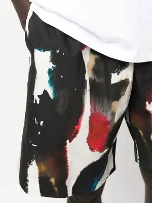 Alexander McQueen Logo-print Straight-leg Shorts - Black