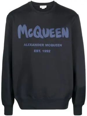 Alexander McQueen Graffiti Logo-print Sweatshirt - Blue