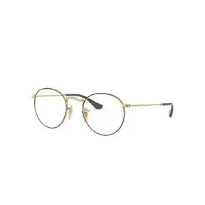 Ray-ban Round Metal Optics Eyeglasses Frame - Black On Gold