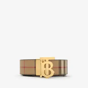 Burberry Reversible Check Tb Belt - Archive Beige/gold