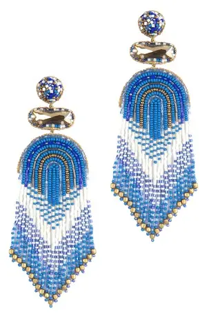 Deepa Gurnani Deepa Gurnani Ishani Beaded Drop Earrings Denim