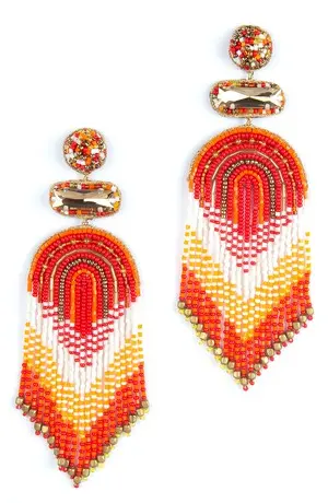 Deepa Gurnani Deepa Gurnani Ishani Beaded Drop Earrings Orange
