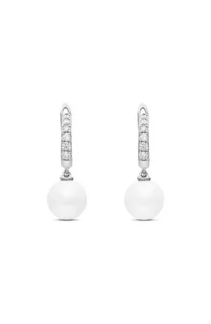 David Yurman Pearl And Pavé Drop Earrings - Sterling Silver