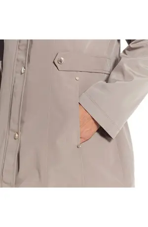 Gallery Water-resistant Zip Front Rain Jacket - Taupe