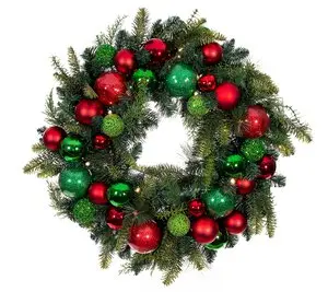 VILLAGE LIGHTING CO. Village Lighting 30' Pre-lit Led Wreath Chris Tmas Cheer - One-color